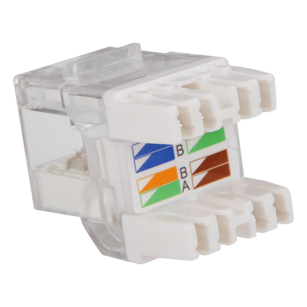 Модуль Keystone, RJ45, кат.5E, UTP, 180 градусов, с индикатором, белый